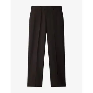 Sandro Straight-leg Regular-fit Wool Trousers - Chocolate