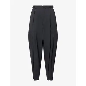Comme Des Garçons Tapered Pleat Wide-leg Wool Trousers - Black