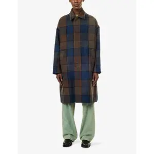 SONG FOR THE MUTE Coach Check Long Wool Coat