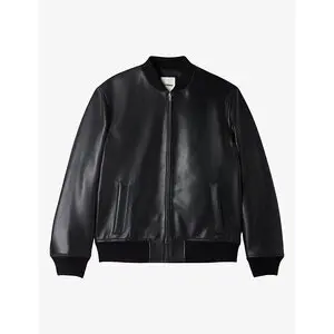 Sandro Zipped Regular-fit Leather Bomber Jacket - Black