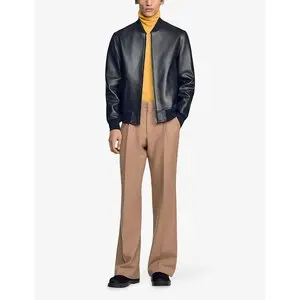 Sandro Zipped Regular-fit Leather Bomber Jacket