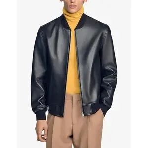 Sandro Zipped Regular-fit Leather Bomber Jacket