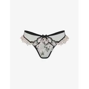 Agent Provocateur Andiee Embroidered Lace Thong - Black/pink