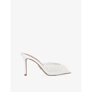 Steve Madden Rollout Embellished Woven Heeled Mules - White