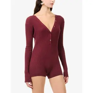 MUGLER Long-sleeve Knitted Cotton Bodysuit