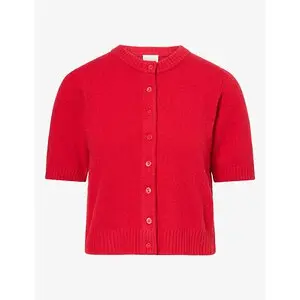 REFORMATION Maude Short-sleeve Cashmere Cardigan - Lipstick