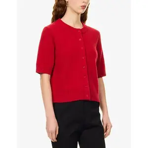REFORMATION Maude Short-sleeve Cashmere Cardigan - Lipstick