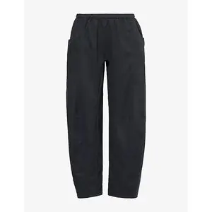 PEACHY DEN Courtney Barrel-leg Cotton-blend Trousers - Onyx