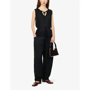 PEACHY DEN Courtney Barrel-leg Cotton-blend Trousers