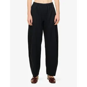 PEACHY DEN Courtney Barrel-leg Cotton-blend Trousers