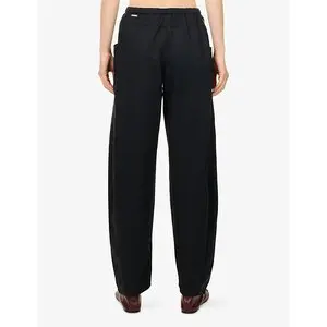 PEACHY DEN Courtney Barrel-leg Cotton-blend Trousers