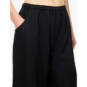 PEACHY DEN Courtney Barrel-leg Cotton-blend Trousers