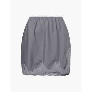 Gimaguas Katalin Lace-trim Cotton Mini Skirt - Grey