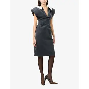 SHUSHU/TONG V-neck Structured Wool-blend Midi Dress