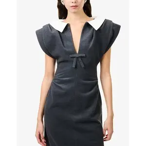 SHUSHU/TONG V-neck Structured Wool-blend Midi Dress