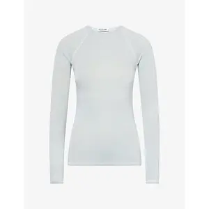 PEACHY DEN Susie Long-sleeve Stretch-woven Top - Grey Marl