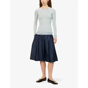 PEACHY DEN Susie Long-sleeve Stretch-woven Top