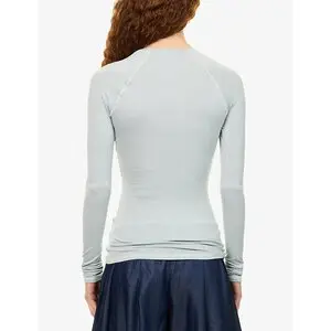 PEACHY DEN Susie Long-sleeve Stretch-woven Top