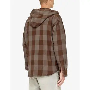 DIESEL® Distressed Check-flannel Cotton Hooded Shirt