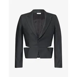 Comme Des Garçons Cropped Split-side Woven Blazer - Black