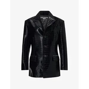 Junya Watanabe Embossed Notch-lapel Faux-leather Blazer - Black
