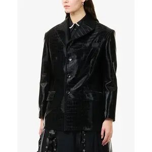 Junya Watanabe Embossed Notch-lapel Faux-leather Blazer