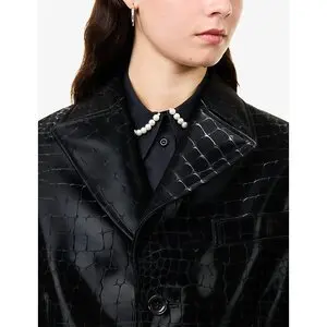 Junya Watanabe Embossed Notch-lapel Faux-leather Blazer