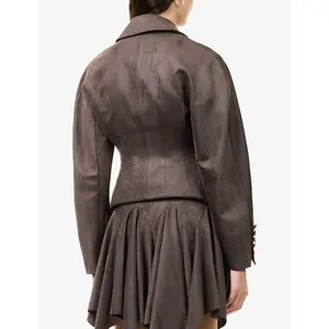 OUDE WAAG Structured Tie-up Faux-suede Jacket