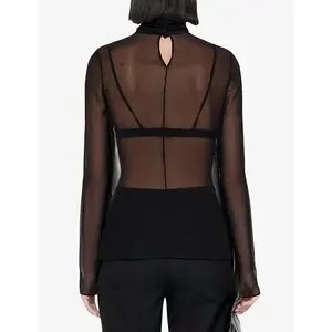 ALLSAINTS Kumi High-neck Long-sleeve Silk Top - Black