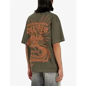 DIESEL® Flock Graphic-logo Print Cotton T-shirt - 98k