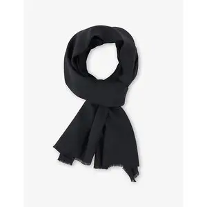 Boggi Milano Frayed-trim Wool And Silk Scarf - Black