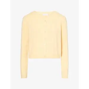 REFORMATION Clara Crew Cashmere Cardigan - Parmesan