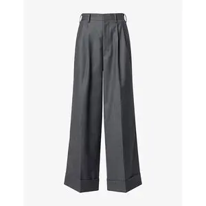 Junya Watanabe Double-pleat Wide-leg Wool Trousers - Grey