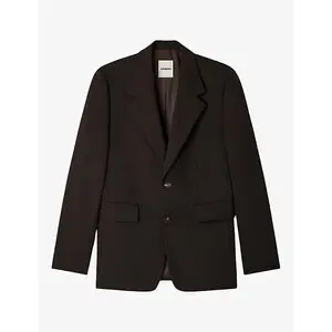 Sandro Collared Single-breasted Wool Suit Jacket - Chocolate