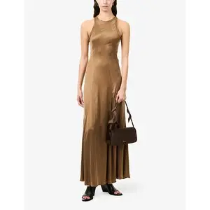 OUDE WAAG Bias-cut Racer-back Satin Maxi Dress
