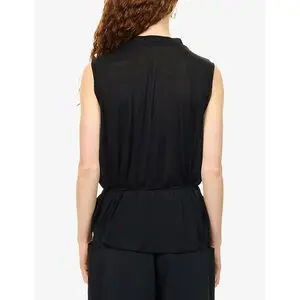 PEACHY DEN Blanche Keyhole Tie Woven Top