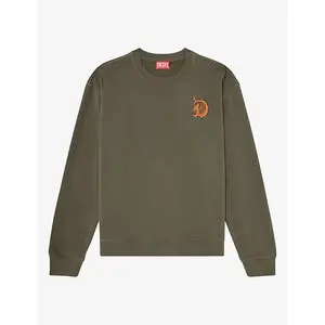 DIESEL® Embroidered Flock-print Crewneck Cotton Jumper - 98k