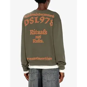 DIESEL® Embroidered Flock-print Crewneck Cotton Jumper