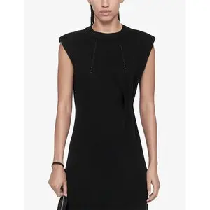 ALLSAINTS Kayla Sleeveless Padded-shoulder Merino-wool Midi Dress - Black