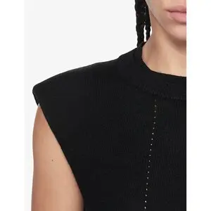 ALLSAINTS Kayla Sleeveless Padded-shoulder Merino-wool Midi Dress - Black