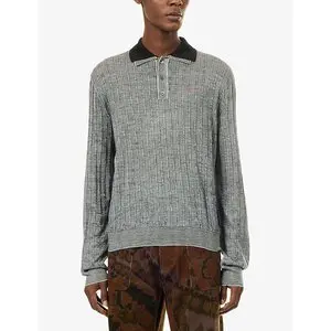 Marni Logo-embroidery Long-sleeve Wool Polo Knit