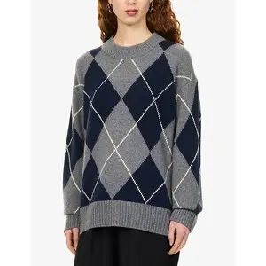 REFORMATION Cove Argyle Cashmere And Wool Jumper