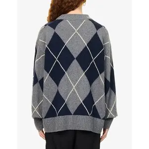REFORMATION Cove Argyle Cashmere And Wool Jumper