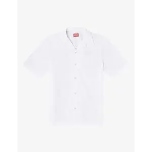 DIESEL® Embroidered-logo Short-sleeve Stretch-cotton Poplin Shirt - 100