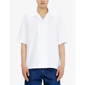 DIESEL® Embroidered-logo Short-sleeve Stretch-cotton Poplin Shirt