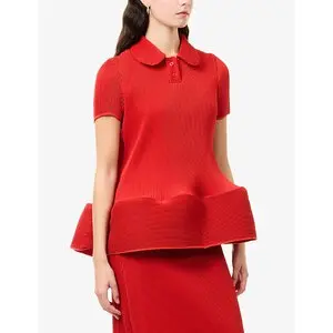 MELITTA BAUMEISTER Bubble-hem Ripple-pleat Polo Top