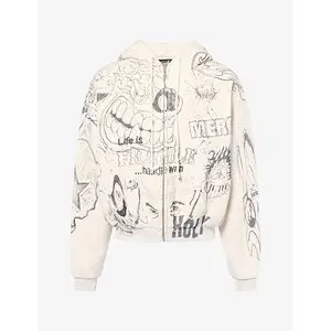 HELLSTAR Graffiti Zip Cotton-jersey Hoody - Grey