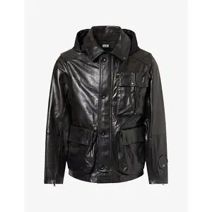 C.P. COMPANY Millie Goggle-hood Leather Jacket - Black