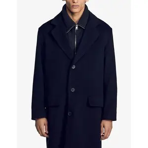 Sandro Long Button-down Wool And Cashmere Coat
