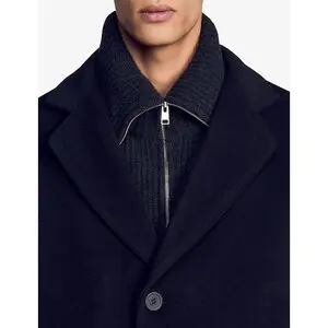 Sandro Long Button-down Wool And Cashmere Coat